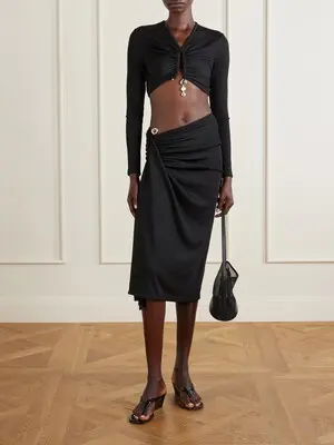 Christopher Esber Droplet Crystal-embellished Ribbed Blouse