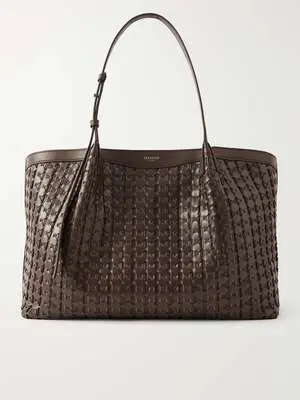 SERAPIAN Secret Mosaico Leather Tote - Chocolate