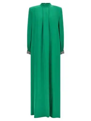 Valentino Garavani Cady Couture Dress With Embellished Cuffs - Green