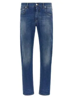 Dolce & Gabbana Logo Embroidery Tapered Jeans - Blue
