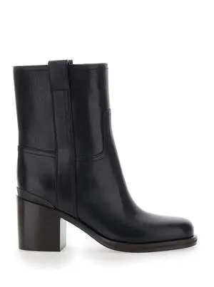 Brunello Cucinelli Black Leather Tapered Ankle Boots - Multicolor