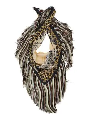 Etro White Scarf With Fringed Edge Details In Silk For - Black