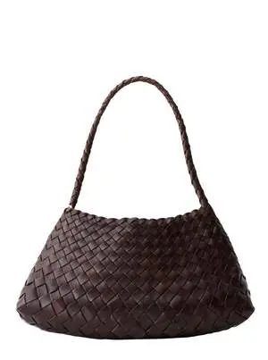 Dragon Diffusion Shoulder Bag 'rosanna' Mini With Top Handle And Woven Design In For - Brown