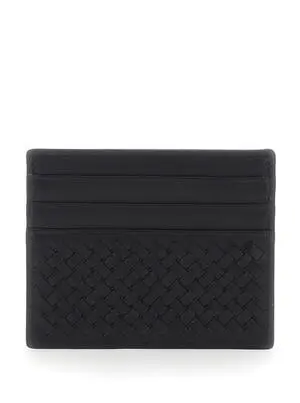 Dragon Diffusion Card Holder With Woven Design In Leather For - Black
