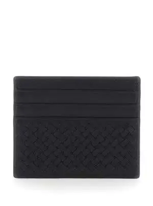 Dragon Diffusion Black Card Holder With Woven Design In Leather For - Multicolor