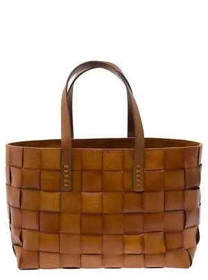 Dragon Diffusion Woven Leather Shopper Bag - Cream