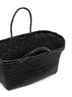 Dragon Diffusion Small Tote Bag 'triple Jump' In Woven Leather - Black