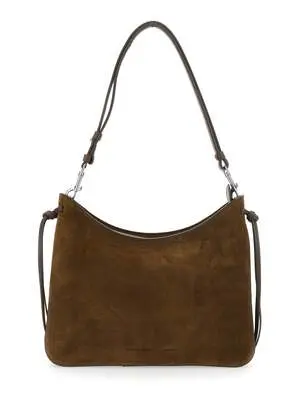 Phoebe Philo Medium Shoulder Bag With Adjustable Strap And Belt In Suede - Brown