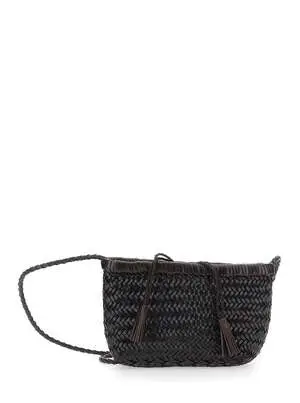 Dragon Diffusion Minsu' Crossbody Bag With Strap And Woven Motif In Leather For - Brown