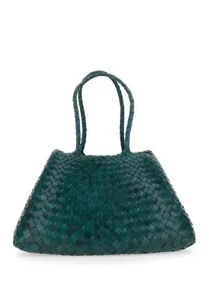 Dragon Diffusion DRAGON DIFFUSION Santa Croce Large Woven Leather Shoulder Bag Green