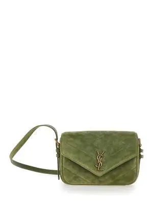 Saint Laurent Loulou" Shoulder Bag In Suede And Satin Calfskin - Green