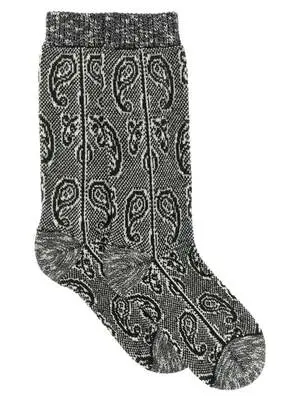 Dries Van Noten Paisley Jacquard Crew Socks - White