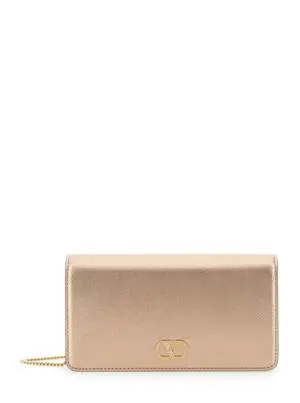 Valentino Garavani Metallic Leather Mini Bag With Vlogo Plaque - Silver