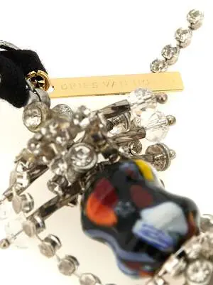 Dries Van Noten Sculptural Beaded Statement Necklace With Crystal Fringes