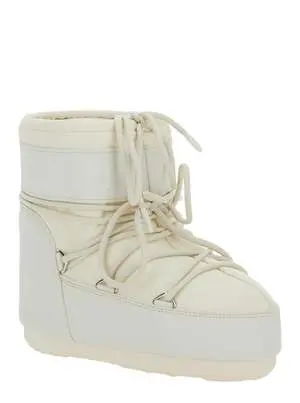 Moon Boot Snow Boots With Maxi Logo Print On The Side In White Tech Fabric For - Multicolor