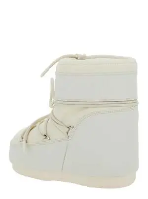 Moon Boot Snow Boots With Maxi Logo Print On The Side In White Tech Fabric For - Multicolor