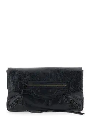 Balenciaga Le City Clutch In Leather - Black