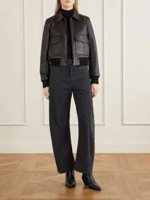 NILI LOTAN Redley Leather Bomber Jacket