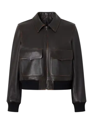 NILI LOTAN Redley Leather Bomber Jacket - Black