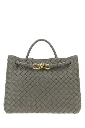 Bottega Veneta Dark Grey Leather Andiamo Medium Handbag - Gray
