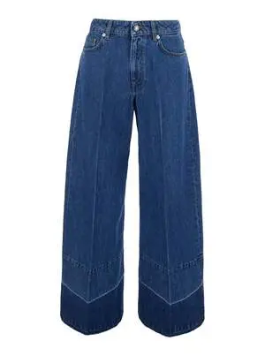 Givenchy Blue Denim Wide-leg Jeans With Raw Hem - Multicolor