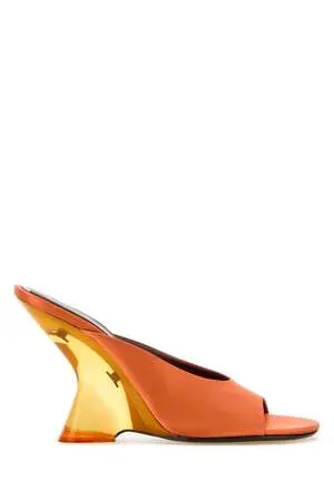 Dries Van Noten Satin Mules - Orange