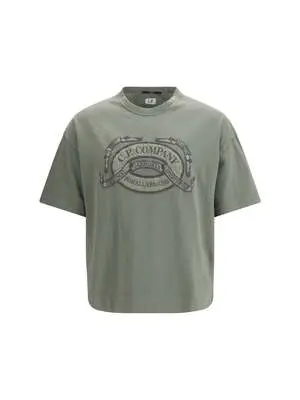 C.P. COMPANY 20/1 Jersey Short Sleeve Boxy Logo T-shirt - Green