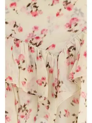 Isabel Marant Étoile Marant Lolita Flared Floral Ruffle Skirt - Cream