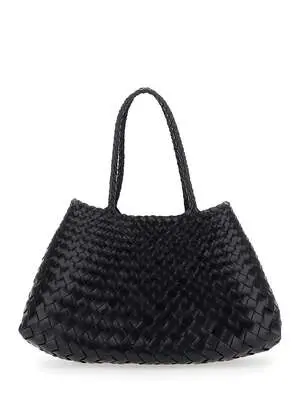 Dragon Diffusion Crossbody Bag 'santa Croce' With Two Top Handles And Intreccio Design In Leather For - Black