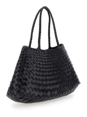 Dragon Diffusion Santa Croce Leather Crossbody Bag With Intreccio Design - Black