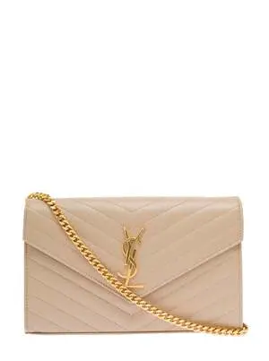 Saint Laurent SAINT LAURENT 'Cassandre' Crossbody Bag In Chevron Matelassé Leather Cream
