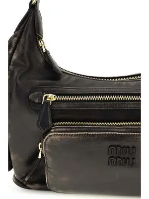 Miu Miu Leather Pocket Shoulder Bag - Brown