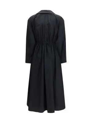 Max Mara Pedaggi Midi Dress In Cotton Poplin - Black
