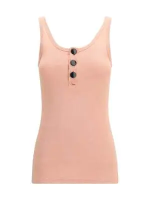 Chloé Fitted Henley Tank Top - Pink