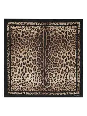 Dolce & Gabbana Leopard Print Scarf - Brown