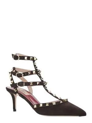 Valentino Garavani Suede Rockstud Pumps With Ankle Strap - Multicolor