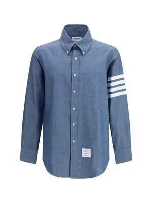 Thom Browne Denim Shirt With Logo - Blue