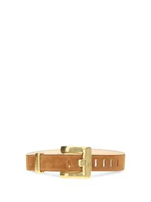 Balmain Suede Leather Anthem Belt With Gold-tone Buckle