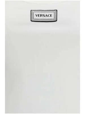 Versace Ribbed Stretch Cotton Tank Top - White