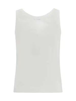 Versace Ribbed Stretch Cotton Tank Top - White