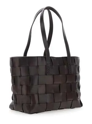 Dragon Diffusion Woven Leather Double Handle Shopping Bag For