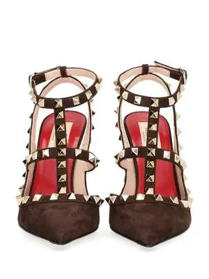Valentino Garavani Rockstud Pumps With Ankle Strap - Brown