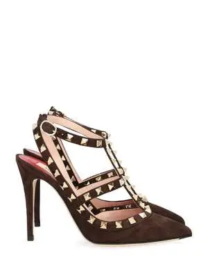 Valentino Garavani VALENTINO GARAVANI Rockstud Pumps With Ankle Strap Brown