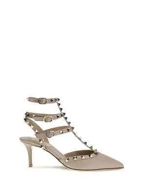 Valentino Garavani Rockstud Pumps With Ankle Strap - Gray