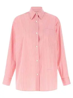 Marni Striped Oversized Cotton Blend Shirt - Pink