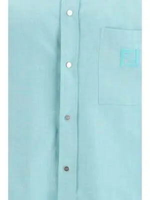 Fendi Oxford Cotton Shirt - Blue