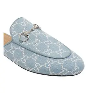 Gucci Princetown Slippers With Pearls In Gg Denim