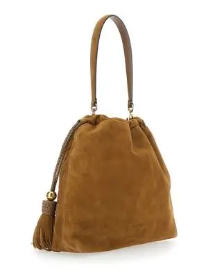 Etro Suede Shoulder Bag With Tassels - Cream