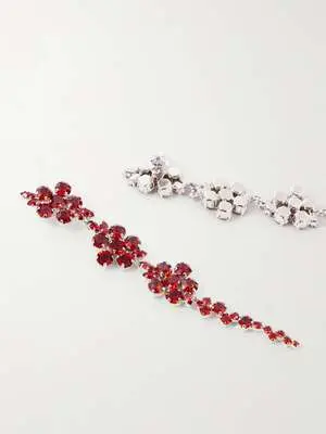 Simone Rocha Floral Drip Crystal-embellished Silver-tone Earrings