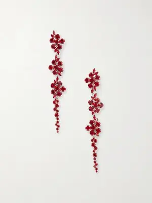 Simone Rocha Floral Drip Crystal-embellished Earrings - Red